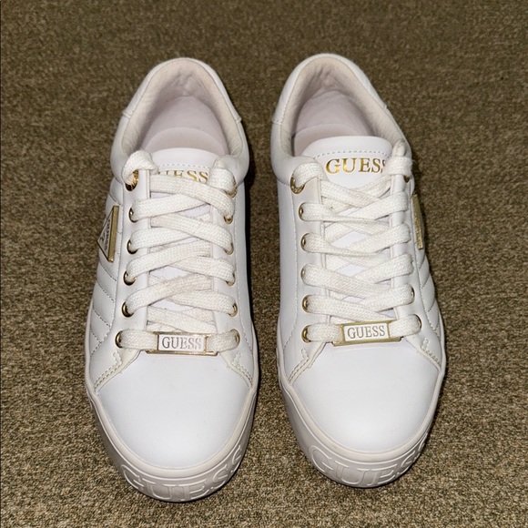 Guess | Shoes | Guess White And Gold Sneakers Lowtop Design | Poshmark